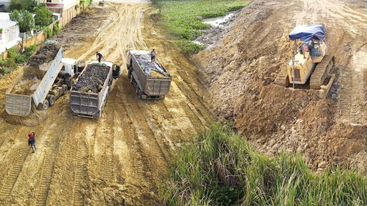Best Operation Filling land Project Dozer and Dumper expertly process ...