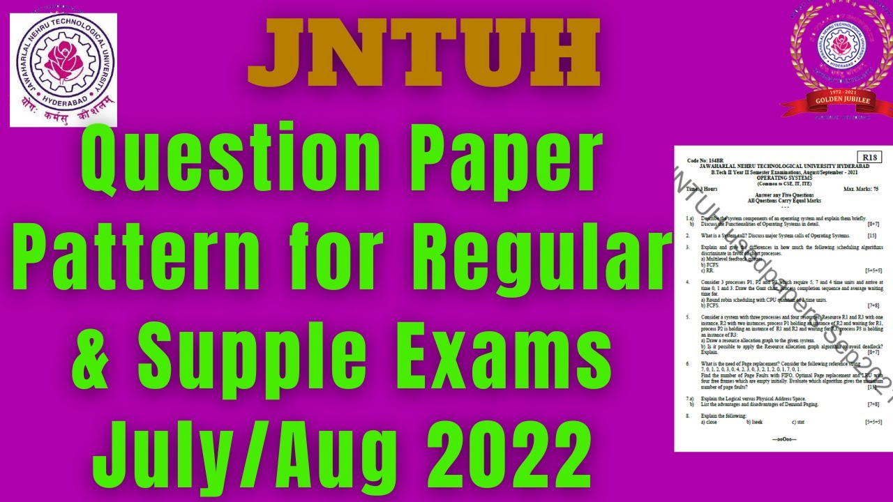 JNTUH question paper pattern for B.Tech/B.Pharmacy July/August 2022 ...
