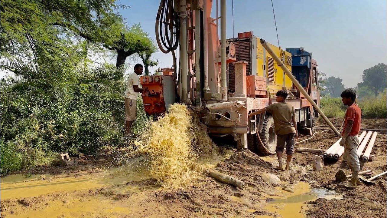 10Hp Journey Of Water | 195 feet drilling 10HP water | Amazing Borewell ...