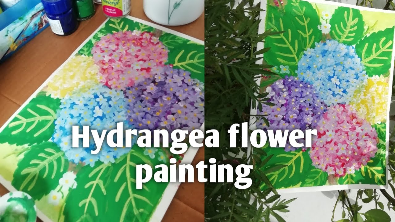 Step by step hydrangea flower painting for beginners using easy ...