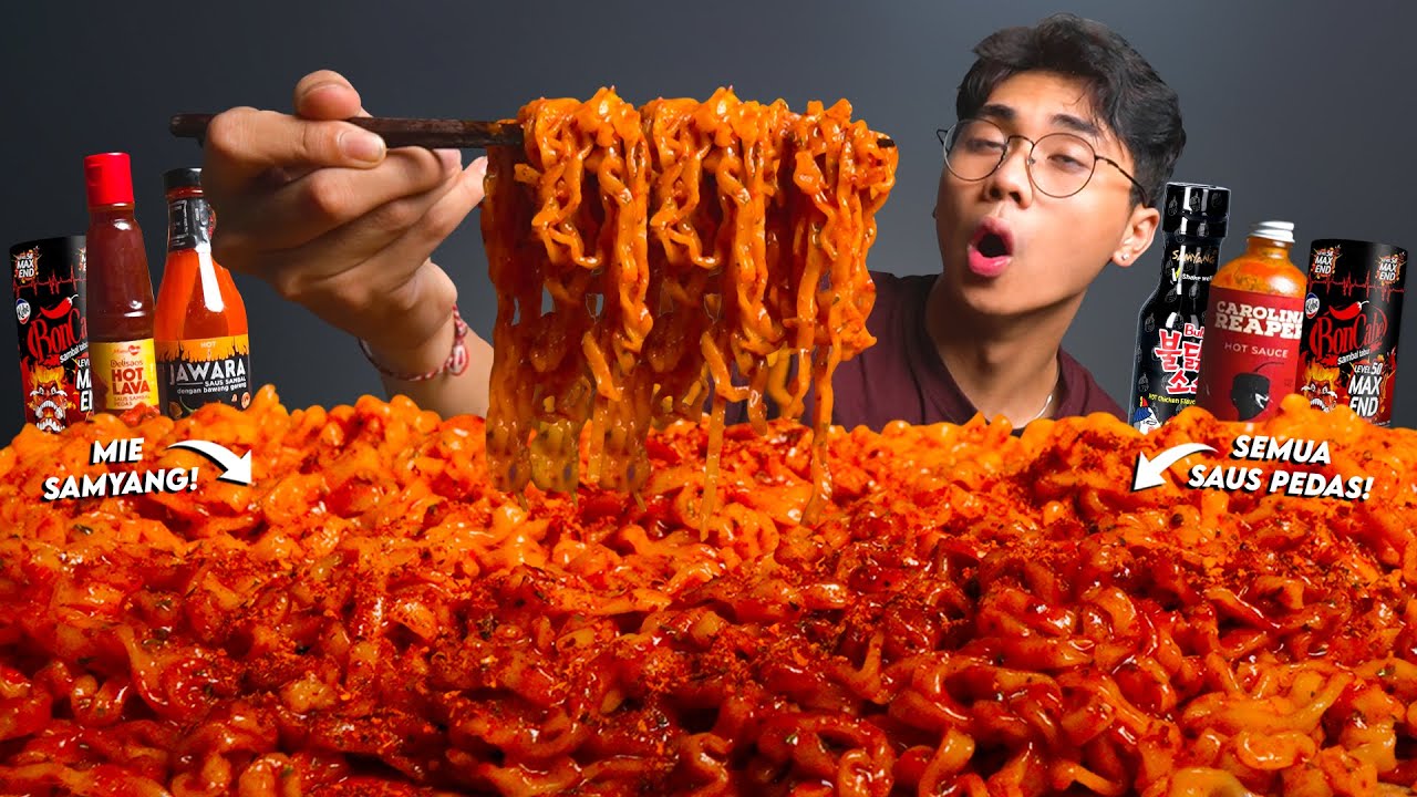 Extreme Mukbang Mie Samyang Dicampur 5 Jenis Saus Pedas Sekaligus Gak Ngotak Youtube