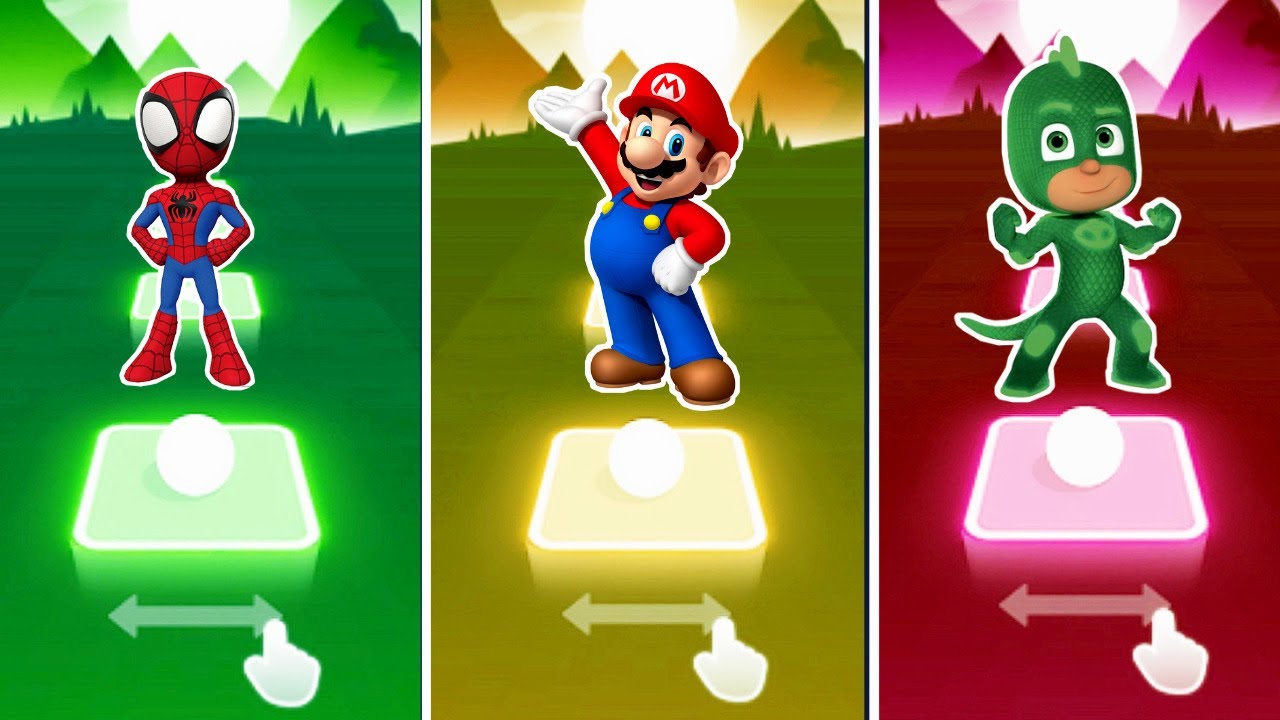 Spidey and his Amazing Friends vs Super Mario vs PJ Masks vs Tiles Hop ...