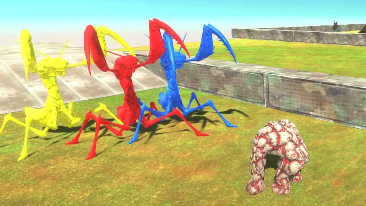 3x Colored Giant Praying Mantis Death Run - Animal Revolt Battle ...