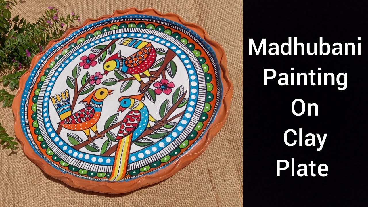 Madhubani Painting on clay plate|Matir thala Painting|Indian Folk ...