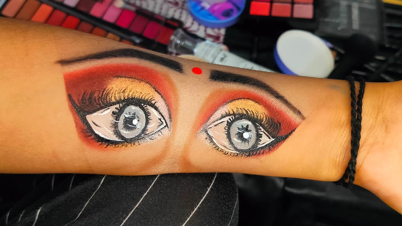 HAND ART||EYE MAKEUP ON HAND||ART ON HAND||OPEN👀MAKEUP TUTORIAL ON HAND ...