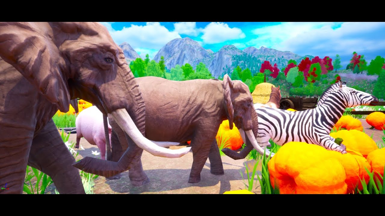 Animals Stampede on the Fruit in the farm | Fruit Stampede by Animal ...