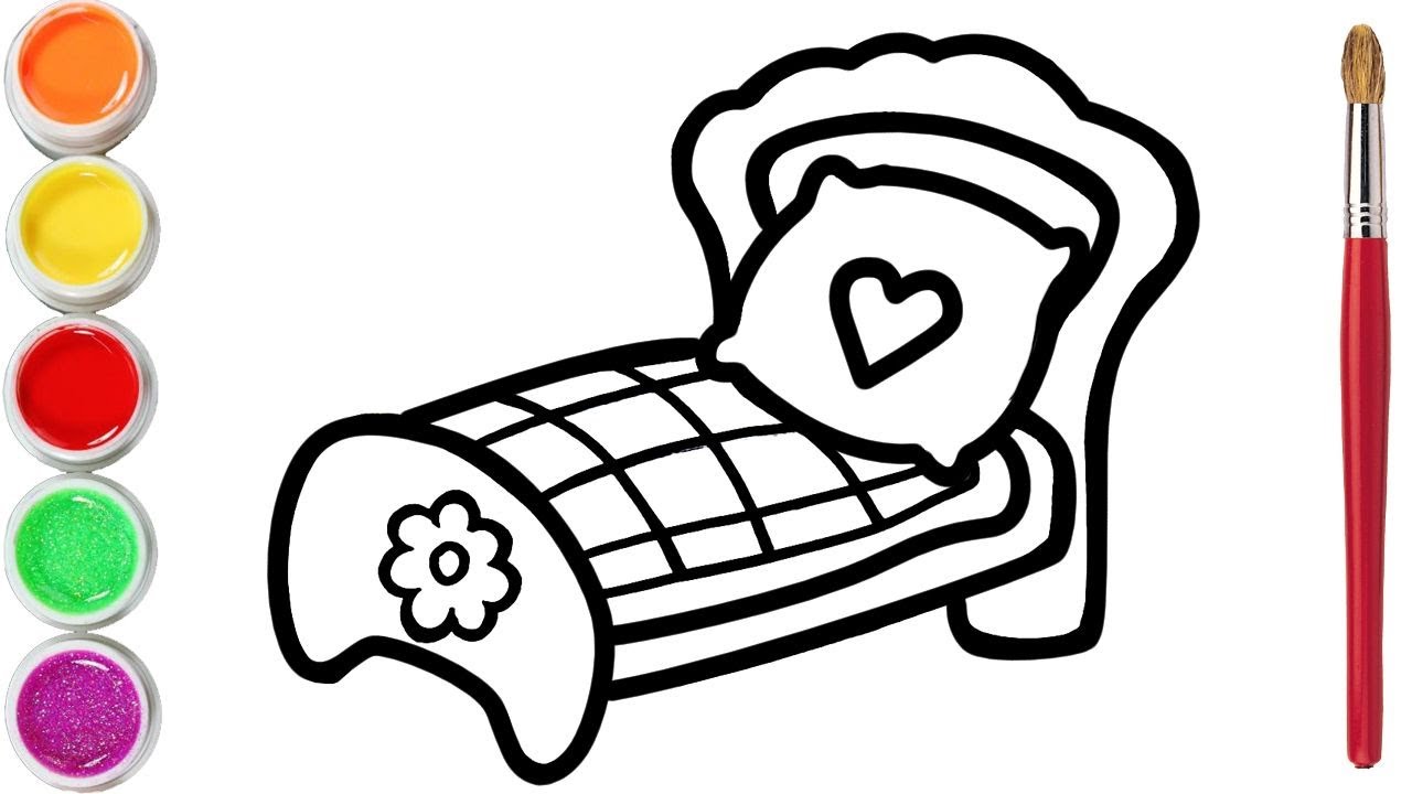 How to draw a bed for children - YouTube