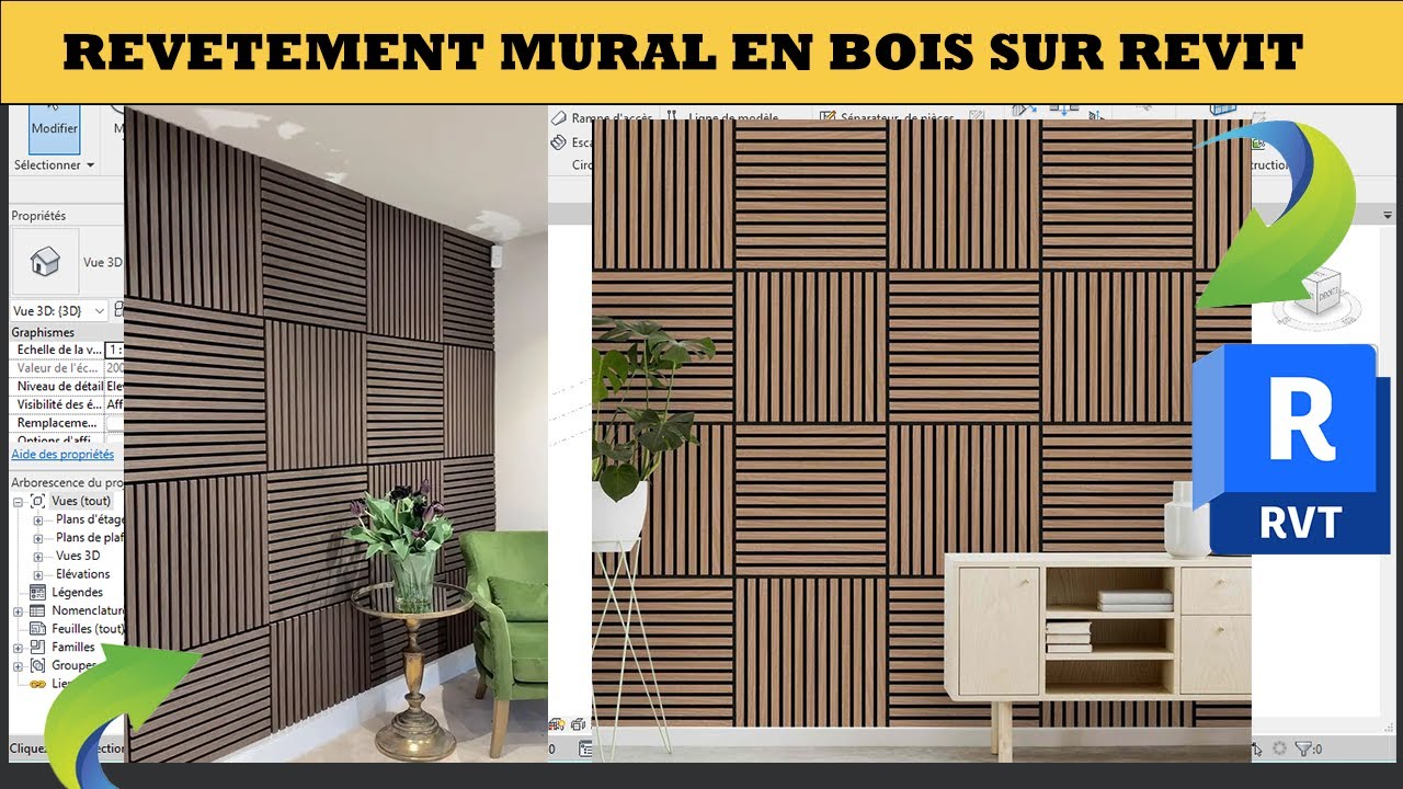 Revêtement mural en bois sur revit - YouTube