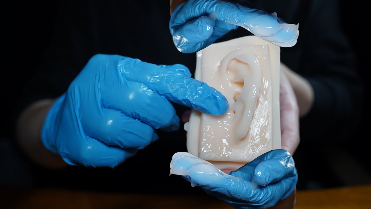 ASMR Ear Massage with Gel × Nitrile Rubber Gloves (No Talking) - YouTube