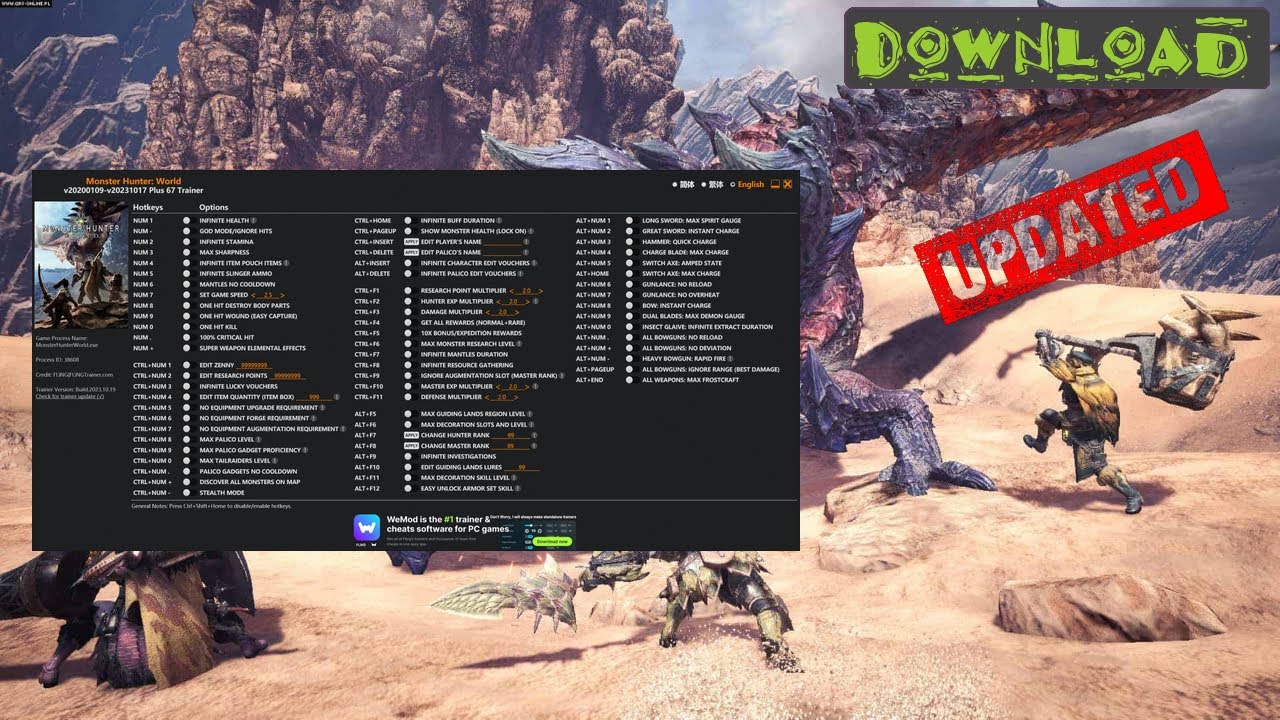 FLiNG trainer updated for Monster Hunter World | Cheat trainer forums ...