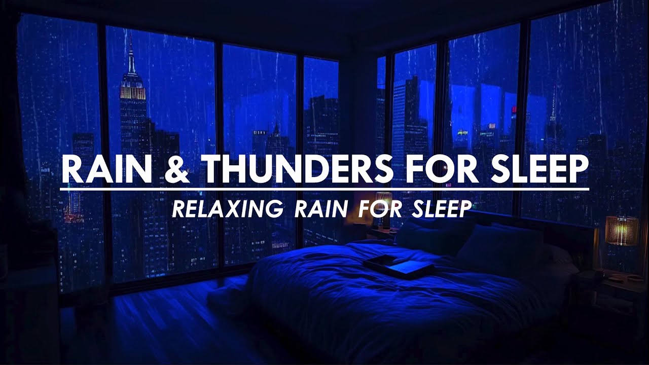 Serene City Rainfall ⛈️ The Sound of Rain and Thunderstorms At Night 🌧️ ...