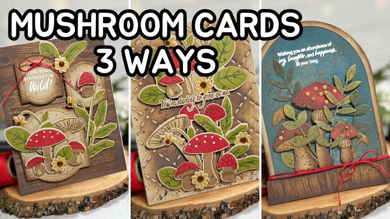 Mushroom Cards on Kraft Cardstock (3 Ways) - YouTube