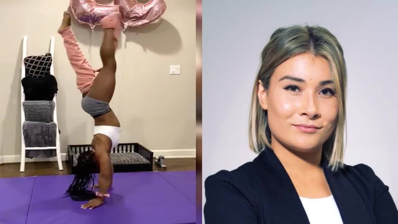 Simone Biles One-Ups Everyone With An Insane Twist On The Handstand Challenge - Today News - YouTube