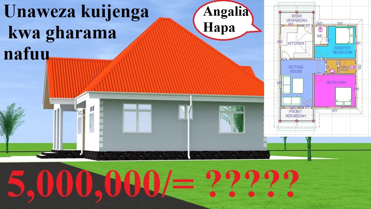 Two bedrooms house plan | 11.8m X 8.3m | Ramani nzuri ya nyumba vyumba ...