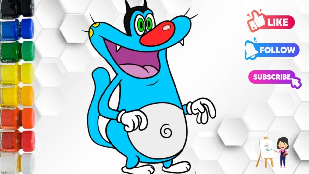 Oggy Drawing step by step/LearnDrawings with UM kids colours/Drawing ...