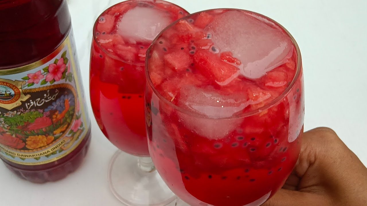 Ramzan Special Sharbat Recipe| Fruit Custard, Rooh Afza Sharbat, and ...