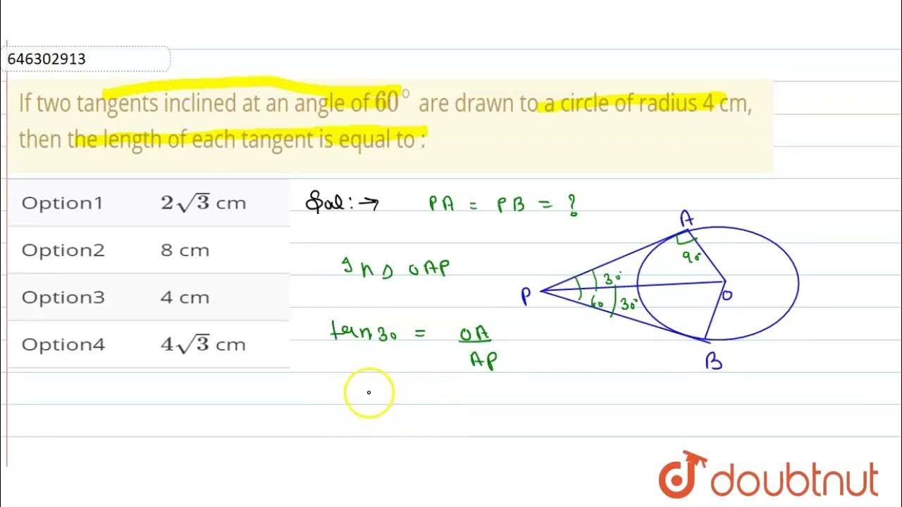if-two-tangents-inclined-at-an-angle-of-60-are-drawn-to-a-circle-of