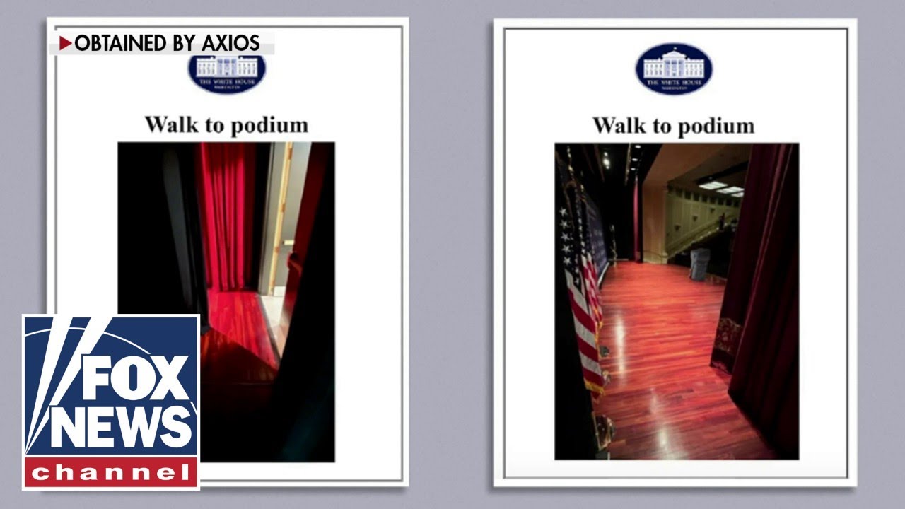 ‘WALK TO PODIUM’: Biden notes with pictures, large font revealed - YouTube