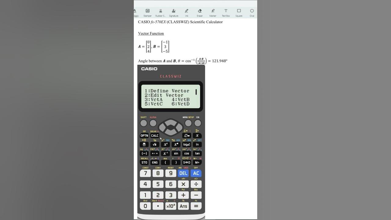 Find angle between two vectors by using fx-570/991EX calculator - YouTube