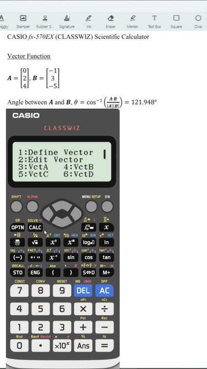 Find angle between two vectors by using fx-570/991EX calculator - YouTube
