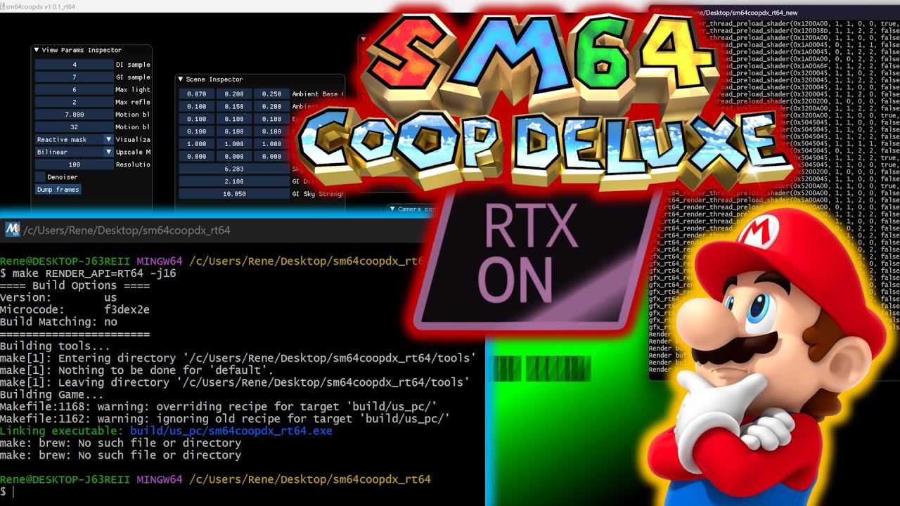 Implementing Raytracing (RTX) in SM64COOPDX - Successful Compile and Startup, Major Graphical ...