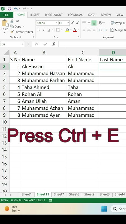 How To Flash Fill In Excel Shorts Excelshortcuts Excelworld Exceltech Exceltips Share