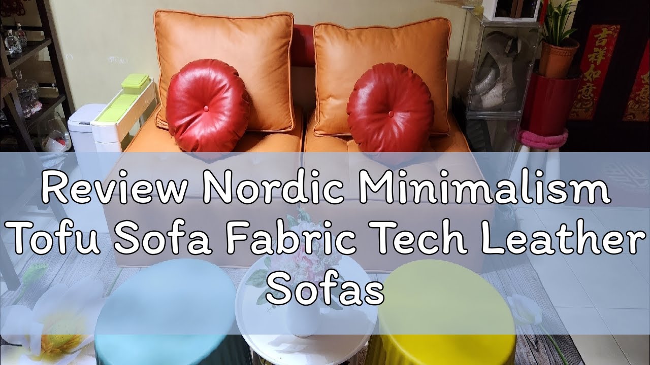 Review Nordic Minimalism Tofu Sofa Fabric Tech Leather Sofas Microfiber ...