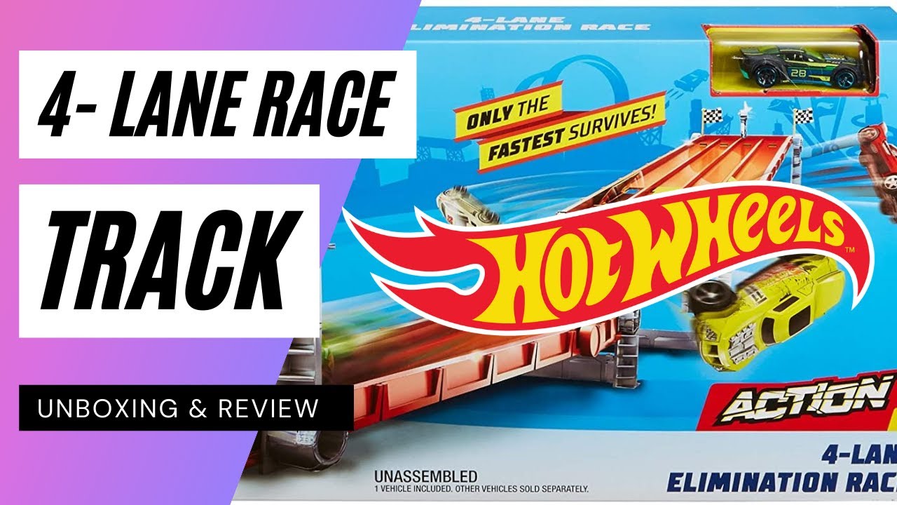 Hot Wheels 4-Lane Elimination Race Track Set - Unboxing & Review - YouTube