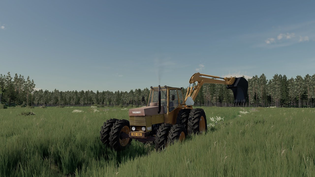 Opening ditches with a 702S backhoe | FS22 - YouTube