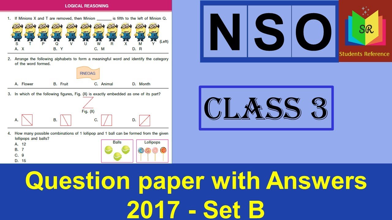 NSO Class 3 question paper 2017 Set B / NSO Class 3 question paper ...