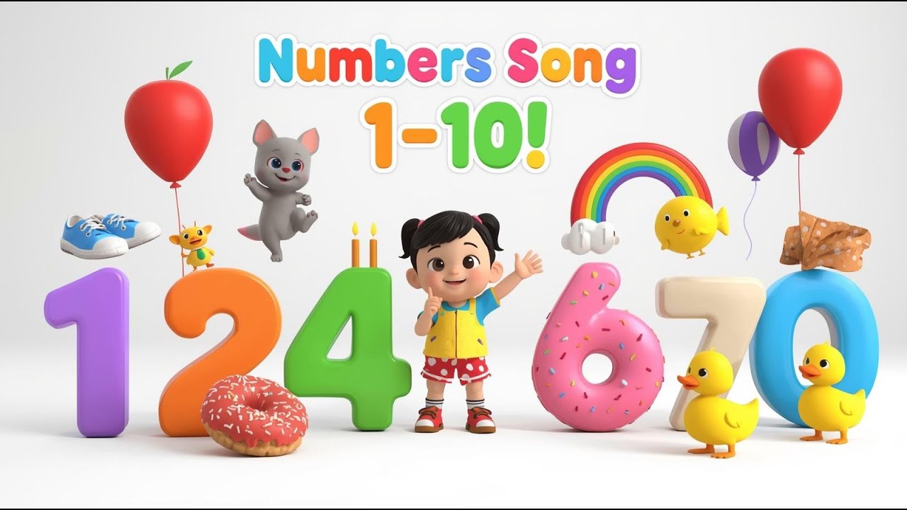 “Learn Numbers 1-10 for Kids | Fun 3D Cartoon Counting Song with Colors ...