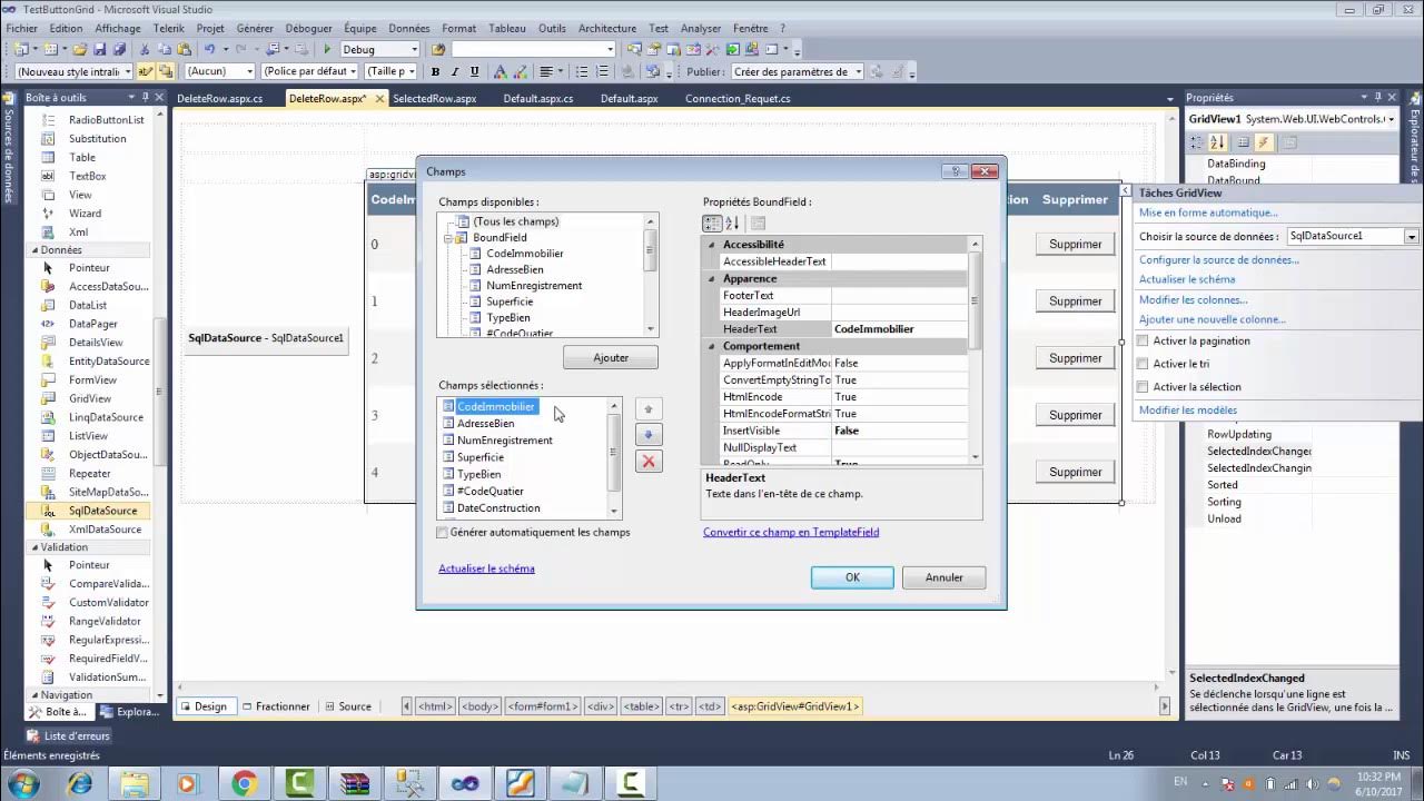 Delete row from gridview using button (ASP.net) - YouTube