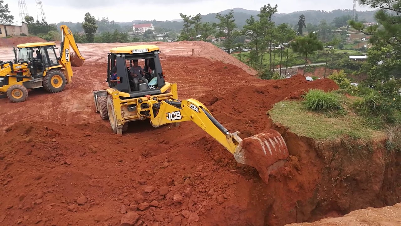 jcb 3dx super working in the field# constructing playing ground - YouTube