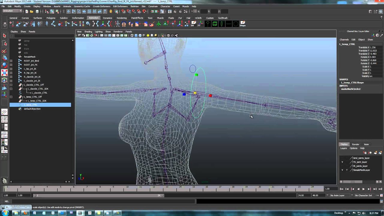 Maya Character Rigging Tutorial - Rigging the Arm / Hand with FK ...