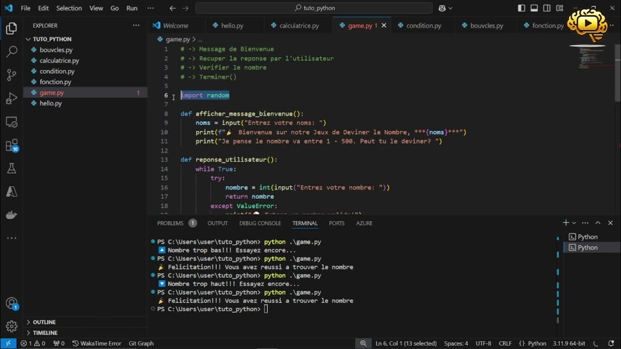🎮 Créez votre premier jeu avec Python en 20 min ! 🎲 | Apprenez les ...