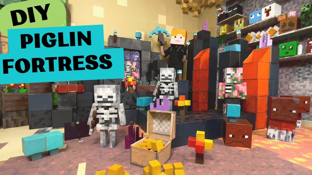 Minecraft Cardboard Craft: Create a Piglin Fortress - DIY! 🎨🏰 - YouTube