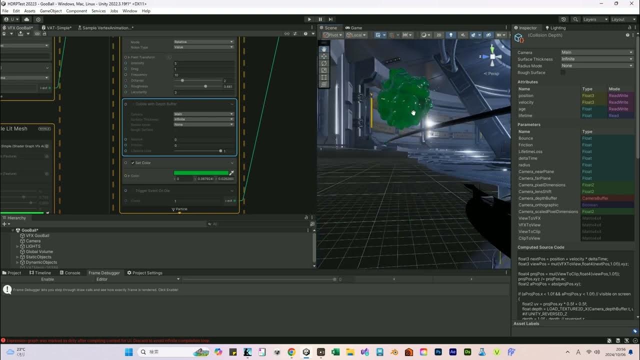 VFXGraph Collide with Depth Buffer - YouTube
