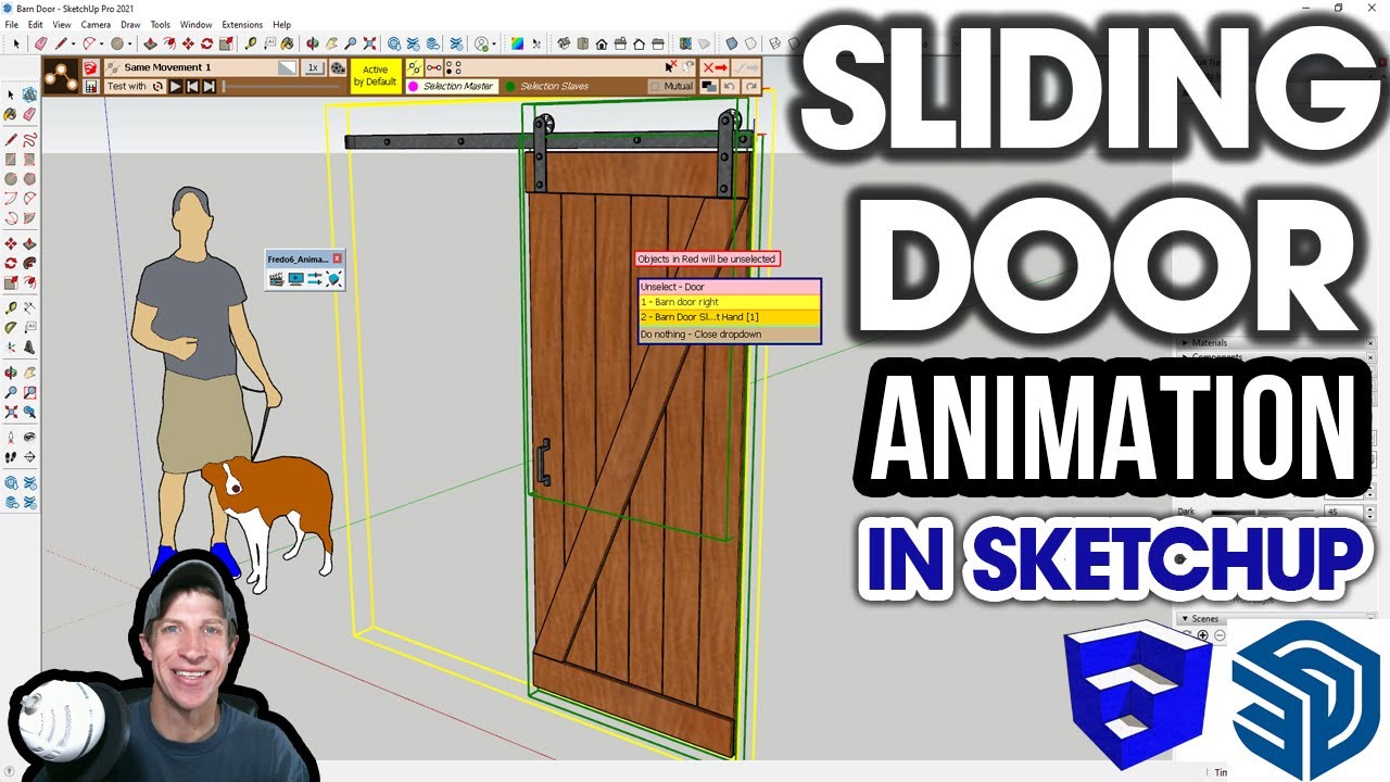 Creating a Sliding Door with MOVING HARDWARE in SketchUp! - YouTube