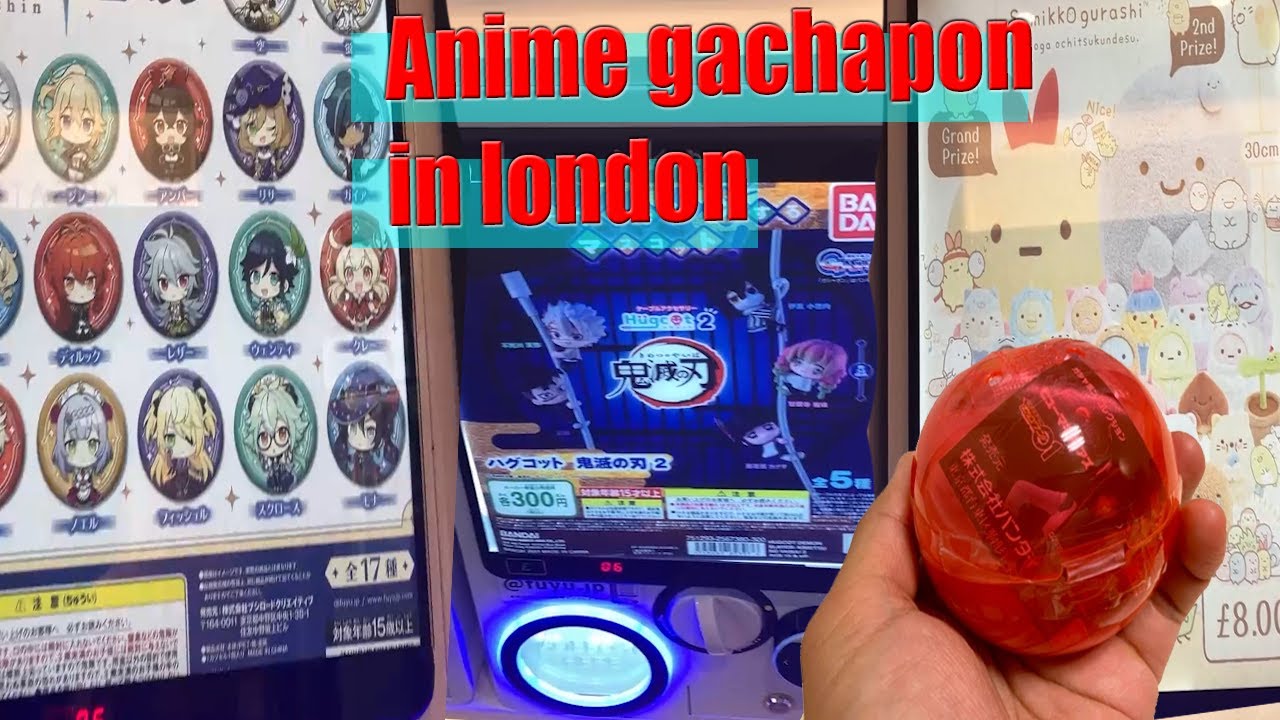 anime and genshin impact gachapon in london - YouTube