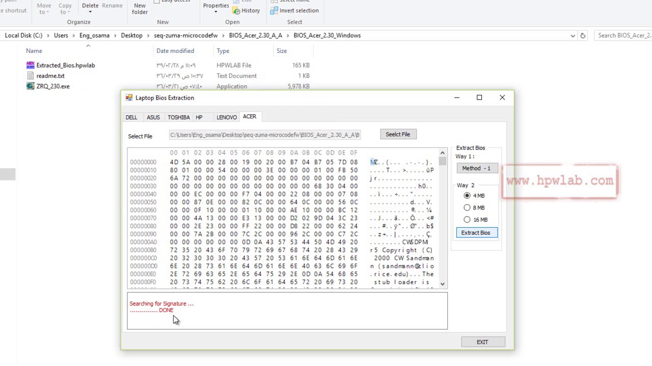 Acer Bios Direct Extraction from EXE - YouTube