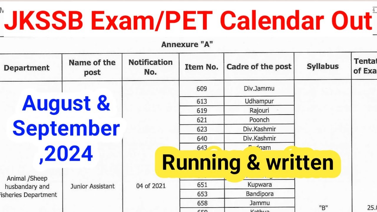 JKSSB New Exam Calendar Out 🔥🔥 Written Exam + Running Update #jkssb # ...