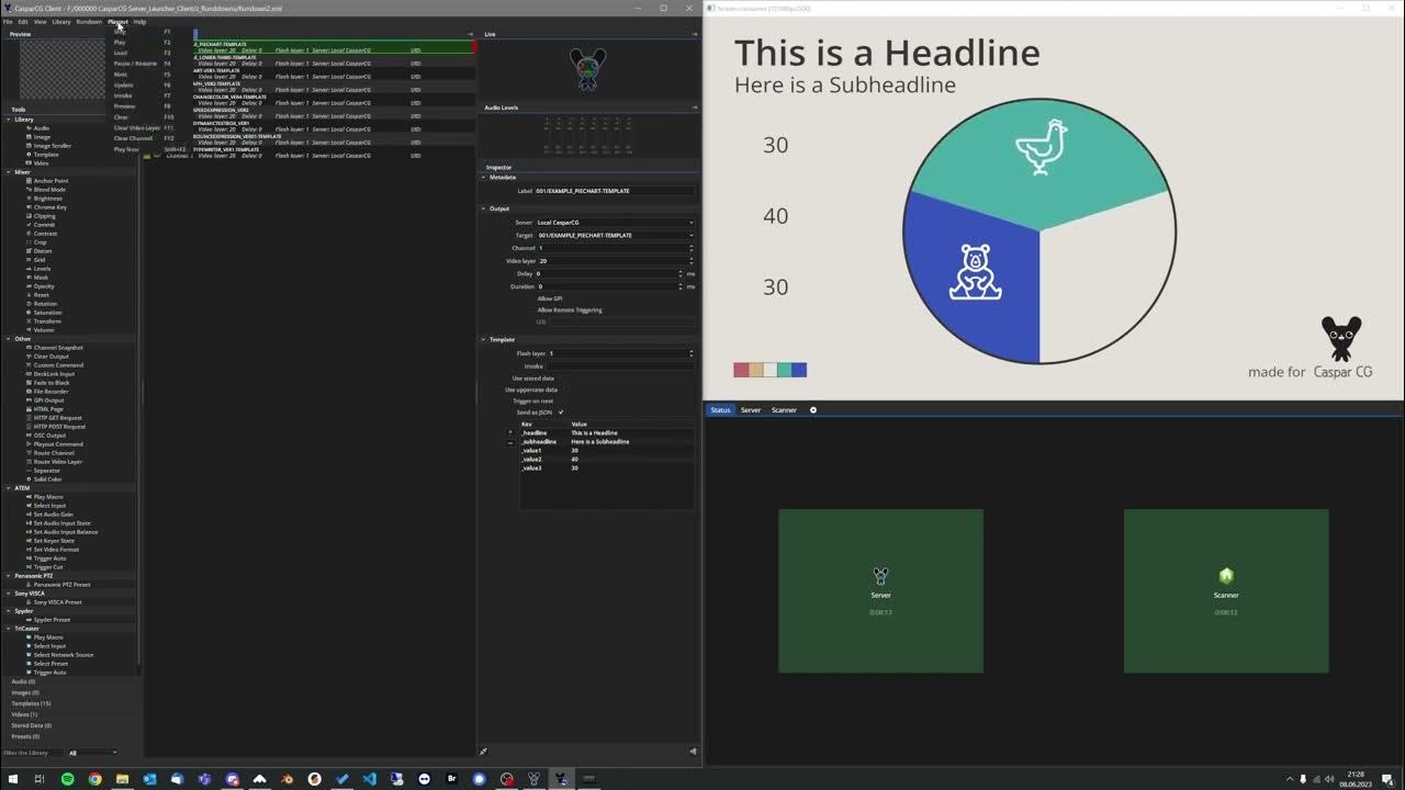 Dynamic PieChart Graphics Template for CasparCG - YouTube
