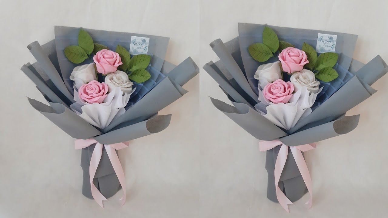 #DIY flower bouquet tutorial - Cara membuat buket bunga flanel - YouTube
