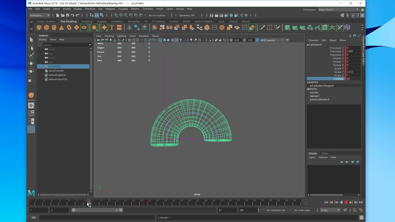 [maya] Spring animation _ bend animation - YouTube