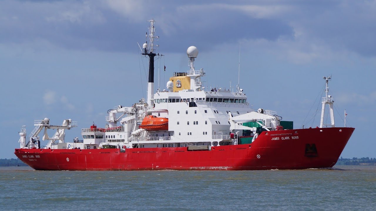 Antarctic survey ship JAMES CLARK ROSS arrives at harwich harbour 9/6 ...