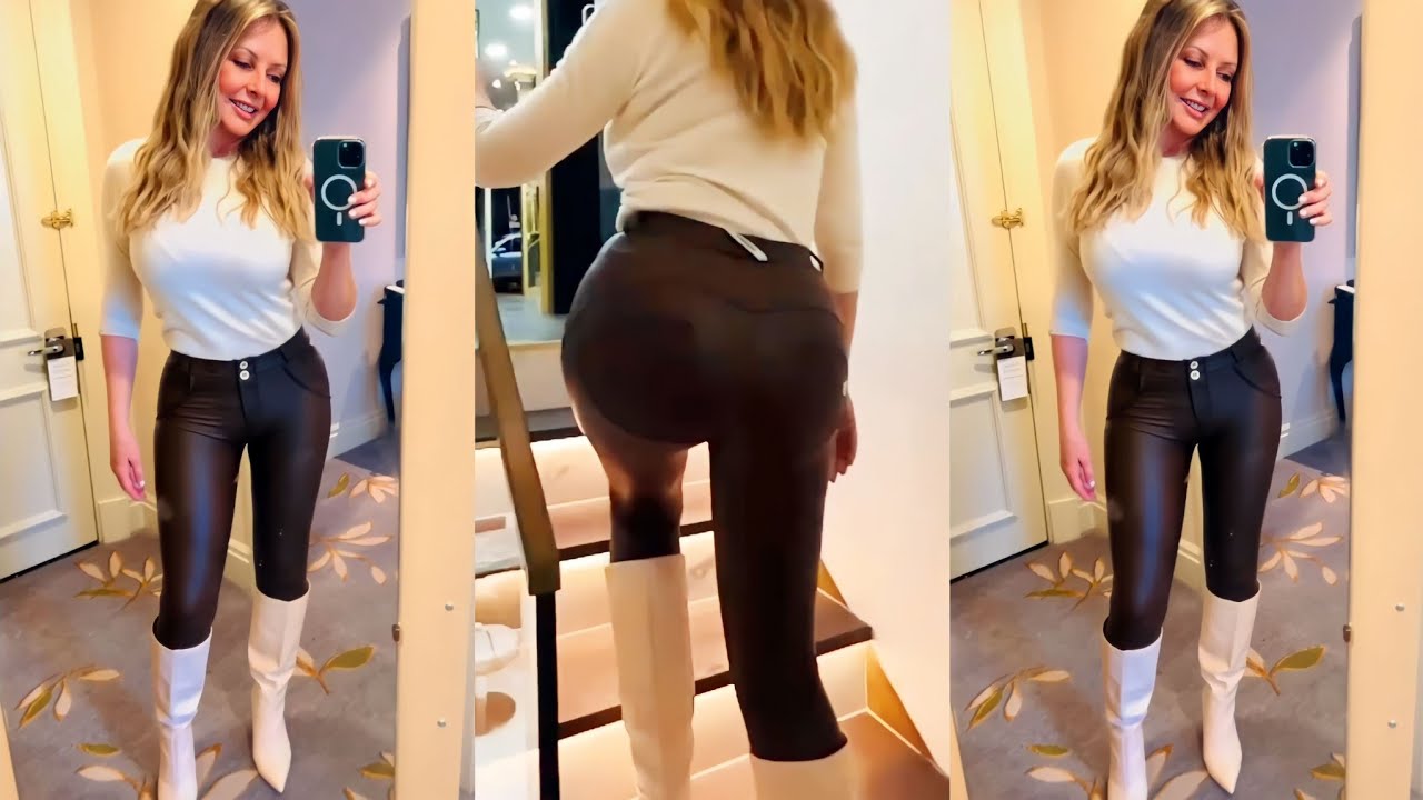 Carol Vorderman Tight Leather Trousers Loop HD Video - YouTube