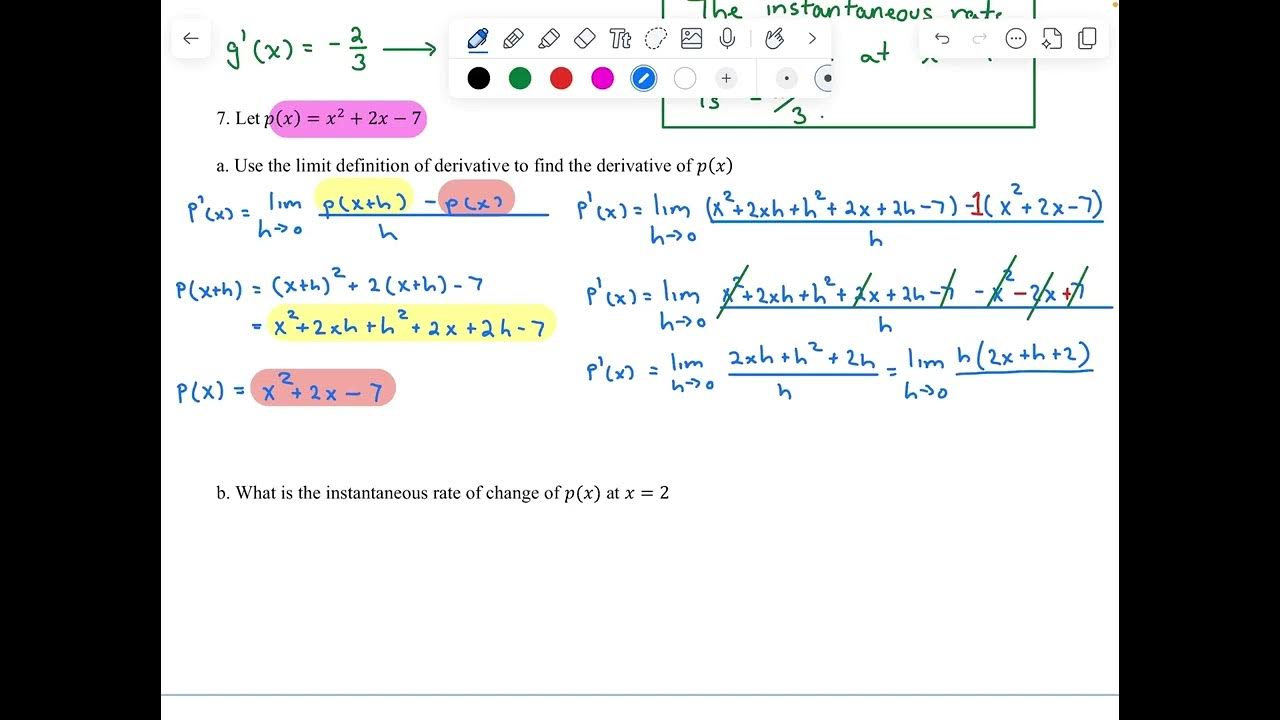 MAT212 - Section 11.4b - The Limit Definition of Derivative - YouTube