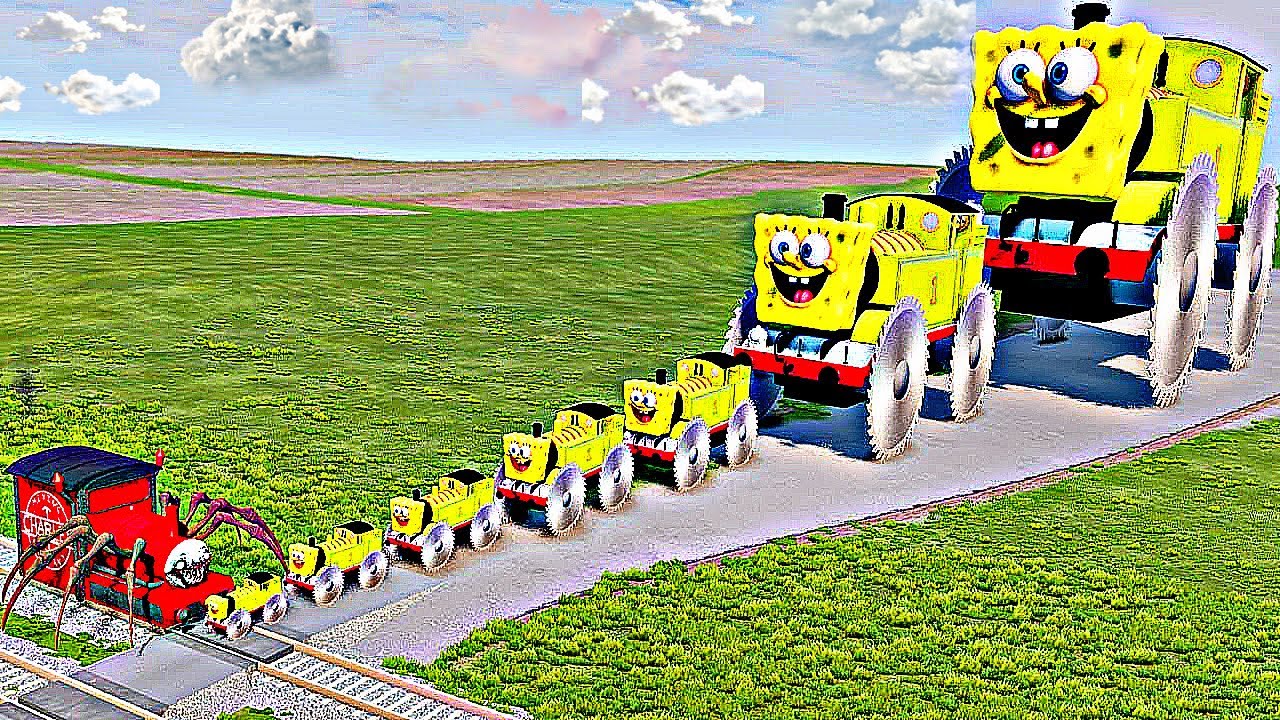Big & Small: SpongeBob on a Train vs Trains | BeamNG.Drive - YouTube