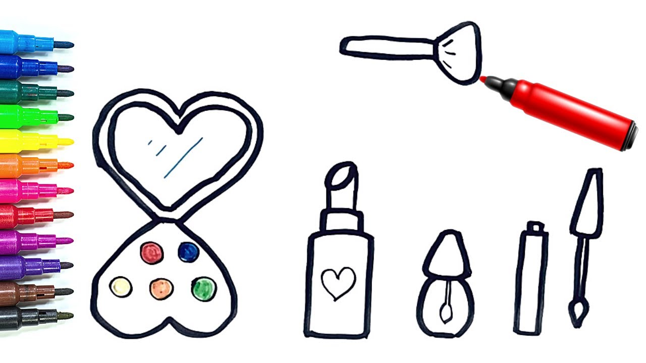 Makeup set Drawing, Coloring,Painting | For kids easily draw - YouTube