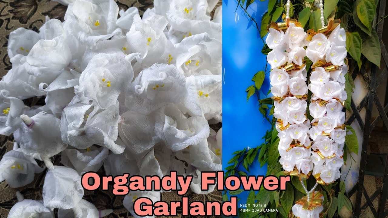 Organdy Flower Garland|| Wedding or Holy Communion garland|| how to ...
